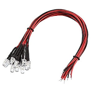 MTQY 20pcs 3mm Pre Wired LED, White DC3-5V Clear Lens, Light Emitting Diodes