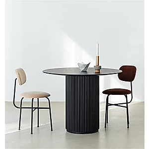 NIUYAO Round Solid Wood Dining Table Black, 35.5" W Circular Tabletop for Dining Room Kitchen Leisure Coffee Table