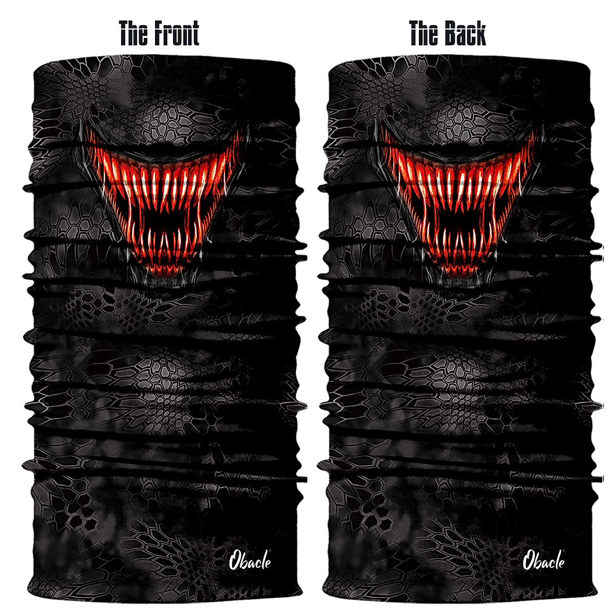 Obacle Motorcycle Face Mask Sun UV Dust Wind Protection Tube Mask Seamless Bandana Face Mask for Men Women Bike Riding Cycling Biker Fishing Outdoor Festival (Teeth Red Black Face Mask)