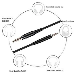 Tobysome Replacement Headphones Inline Mic Remote Audio Cable Compatible with for Bose Soundtrue Soundlink QC25 QC35 OE2 Volume Control Cord Line Headphones (Black MIC)