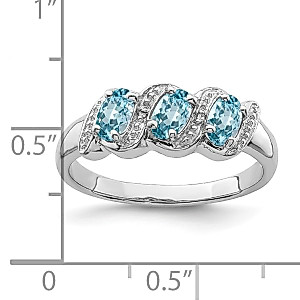 IceCarats 925 Sterling Silver Swiss Blue Topaz Diamond Ring Gemstone Band Size 8.00