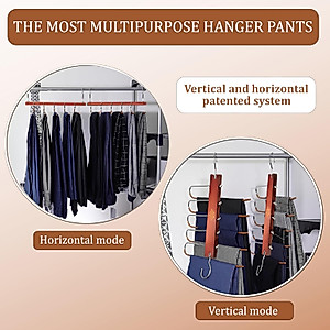 Altai Republic Wooden Pants Hangers Space Saving - 5 in 1 Jean Hangers for Closet - Trouser Hangers, Stainless Steel Extendible, Multi Hanger, Magic Hanger, Wardrobe Clothes Hanger Holder (Mahagony)