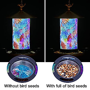 Ottsuls Solar Bird Feeder for Outside - Mosaic Copper Outdoor Hanging Lantern, Solar Powered Hanging Birdfeeder with Hook for Wild Birds, Unique Bird-Gift