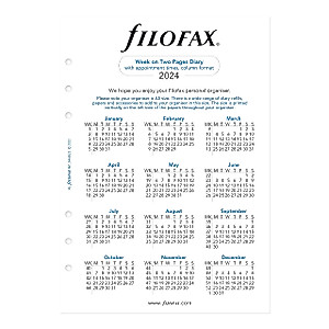 Filofax Calendar Diary Refill, A5 Size, Week-to-View with Appointments, Vertical, Multi-Fit, White Paper, English, 2024 (C68521M-24)