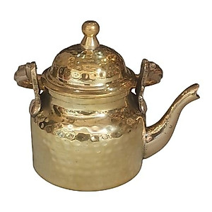 Handmade Pure Brass Hammered Tea Kettle Teapot, Cooking & Serving Pot, Coffee KettleBrass Dining Set, Christmas Gift,Capacity - 350 ML(6" inches) 100% Pure Brass, By TSSI Handicraft
