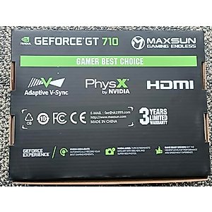 maxsun GEFORCE GT 710 2GB Low Profile Ready Small Form Factor Video Graphics Card GPU Support DirectX12 OpenGL4.5, Low Consumption, VGA, DVI-D, HDMI, HDCP, Silent Passive Fanless Cooling System