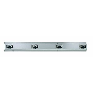 Bradley 9954-000000 Stainless Steel 4 Hooks Mop and Broom Holder, 36" Length x 4" Height