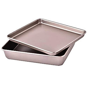 HYTK Small Cookie Cake Brownie Baking Sheet Pan Set 11 X 9 Inch Toaster Oven Replacement Tray Bakeware Nonstick 2X Thicken High Carbon Steel BPA Free