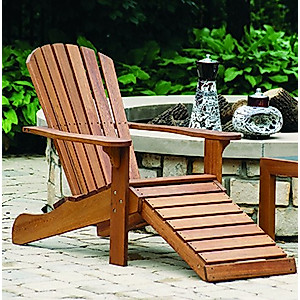 Outdoor Interiors CD3111 Eucalyptus Adirondack Chair and Built In Ottoman