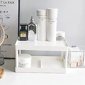 Desktop Storage Rack，2 Layers Large Capacity Stackable Cosmetic Organizer Drawers, Ideal for Desk optimization, Cosmetic Storage, Student Stationery Organization，Suitable for Office, Study, Makeup.