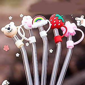 8Pcs Straw Covers Cap,Straw Covers for Reusable Straws,Straw Tip Covers,Drinking Straw Cover,Straw Topper,Straw Caps for Reusable Straws,Silicone Straw Covers Cap,Cloud Straw Cover