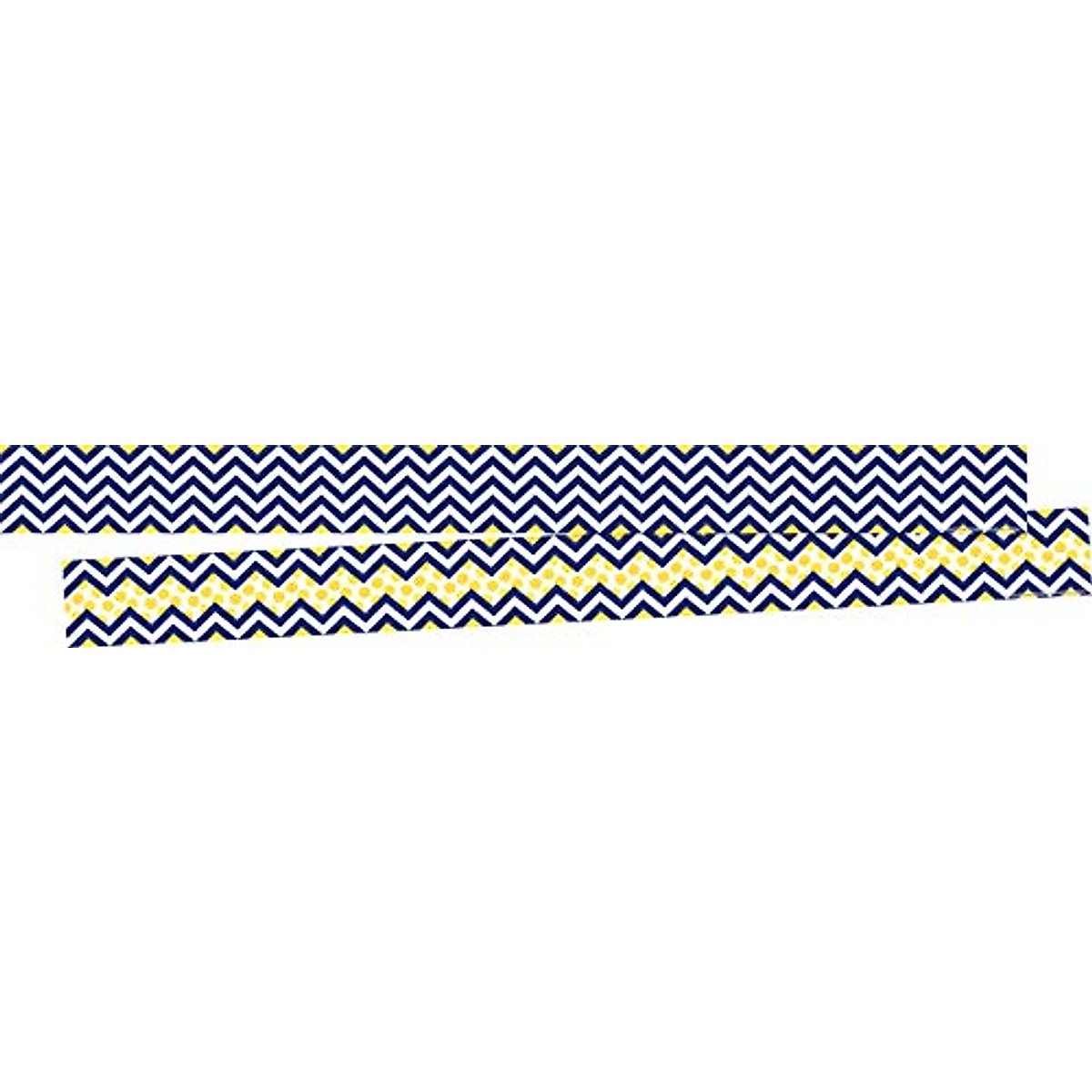 Barker Creek Double-Sided Border 2-Pack, Navy & Yellow Chevron, Decorate Galore with 70' of Border, Coordinating Designs Printed On Both Sides for Twice The Value, 3" x 70' (3694)