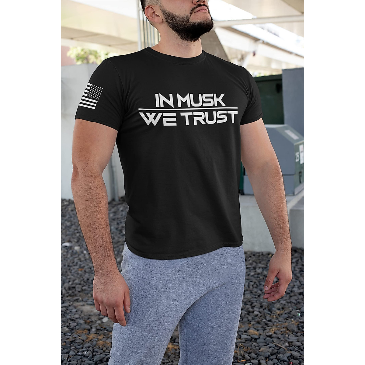 Trenz Shirt Company Mens Patriotic Tshirt Freedom of Speech is A Musk Patriotic Stars Elon Graphic Short Sleeve Graphic T-Shirt, Black-Small