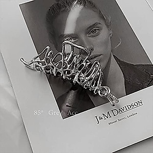 2 Pcs Large Metal Hair Claw Clips - Personality Nonslip Silver Hair Clamps,Perfect Jaw Hair Clamps For Women And Thinner-Thick Hair Styling-Strong Hold Hair-Fashion Hair Accessories