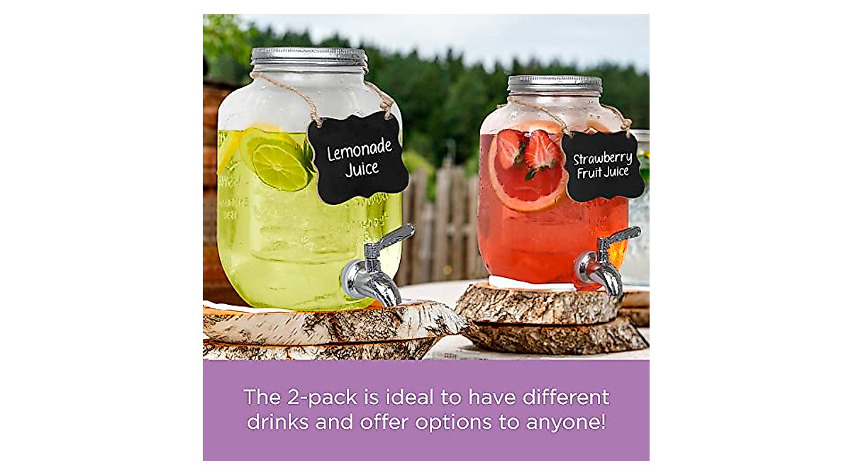 UMAID 1 Gallon Glass Drink Dispenser Set for Parties