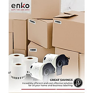 enKo - Compatible for Brother DK1209 1-1/7" x 2-3/7” Labels [6 Rolls / 4800 Labels with 2 Cartridge Frame]
