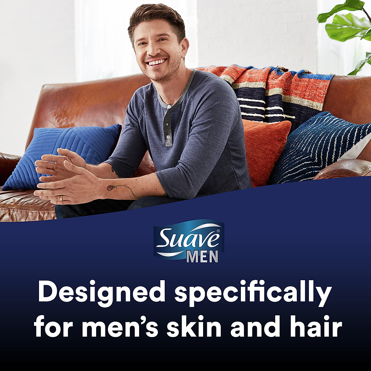 Suave Men 3-in-1 Shampoo Conditioner Body Wash for Gentle Cleansing and Conditioning Citrus Rush Mens Shampoo 3 in 1 Formula with Keratin and Glycerin 28 oz