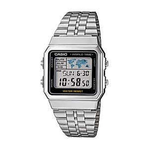 Casio Unisex Digital Watch with Stainless Steel Strap – A500WA-1D, LCD/Grey, Bracelet