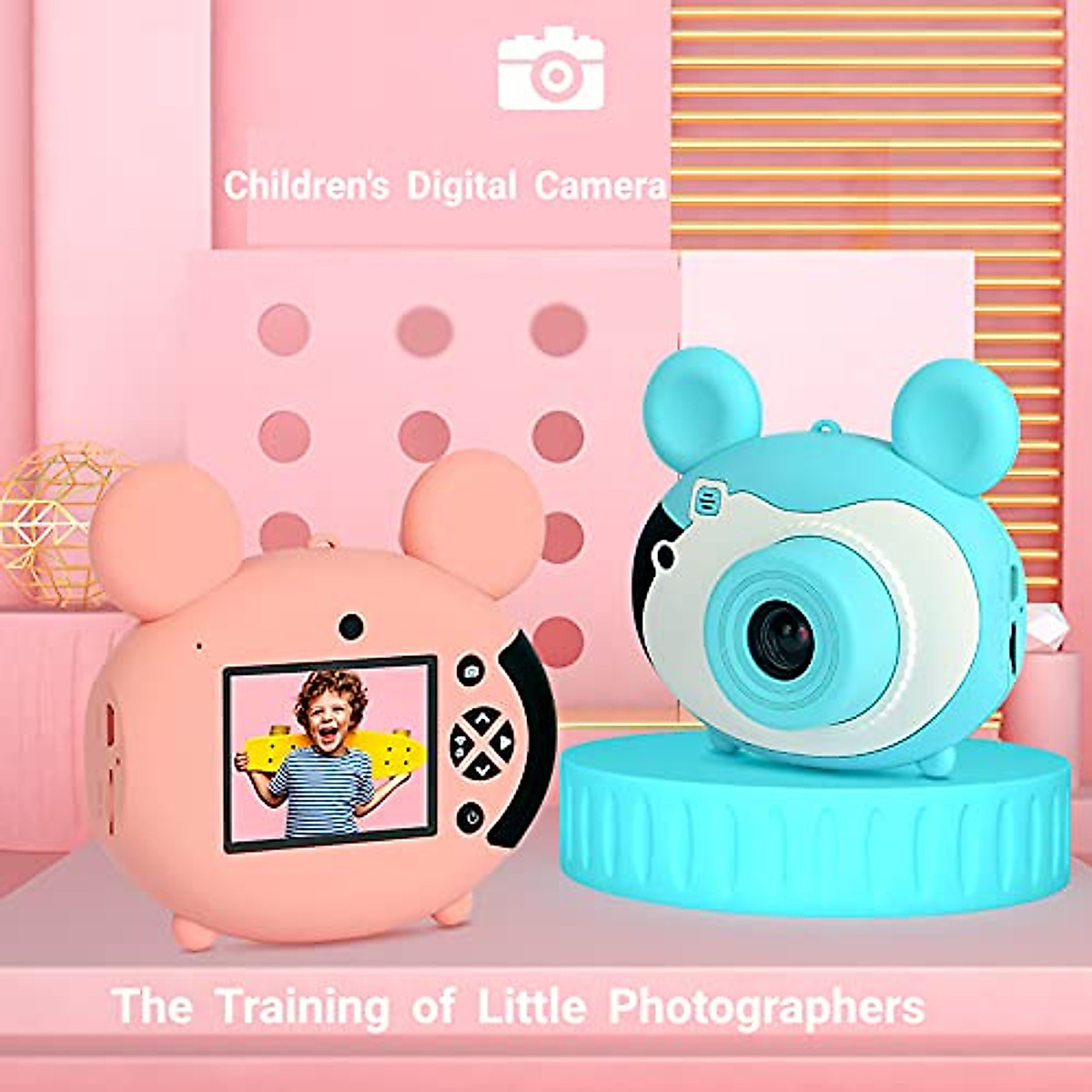EOUAOYK Kids Camera 1080P HD 2-inch IPS Auto Focus Kids Digital Camera, Compact Portable USB Charging Mini Camera Perfect for Kids, Toddlers, Children, Teens, Students Aged 3 to 12 Years