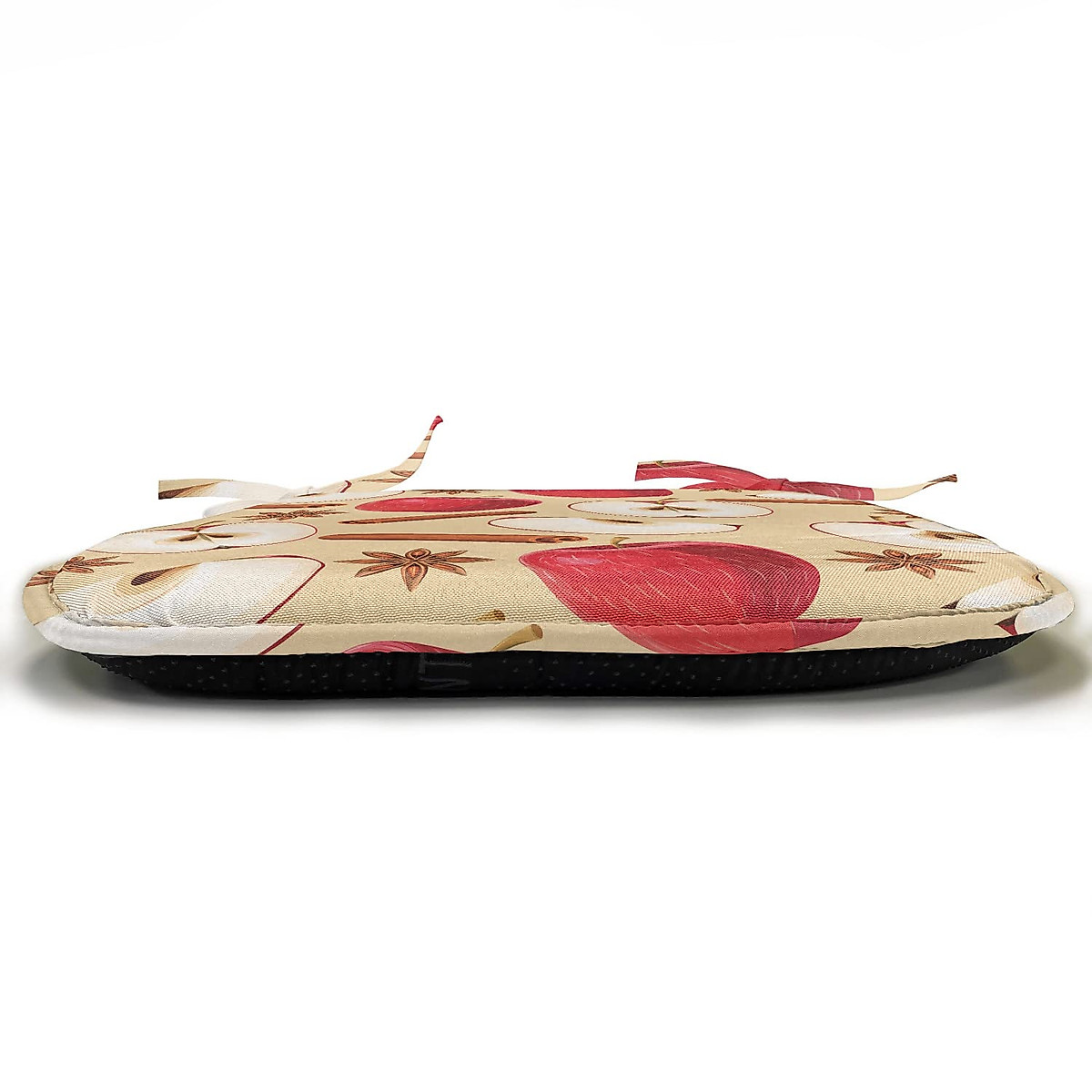 Ambesonne Fruits Chair Seating Cushion Set of 2, Quartered and Halved Apples with Cinnamon Sticks and Star Anise Diet Recipe, Anti-Slip Seat Padding for Kitchen & Patio, 16"x16", Beige Cinnamon Red