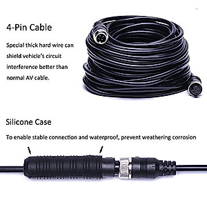 Camecho Vehicle Backup Camera 7" Monitor,18 IR Night Vision Rear View Camera Without Guide Line IP 68 Waterproof, 4 Pins Aviation Extension Cable for 33FT Length RVs, Bus, Trailer,Truck