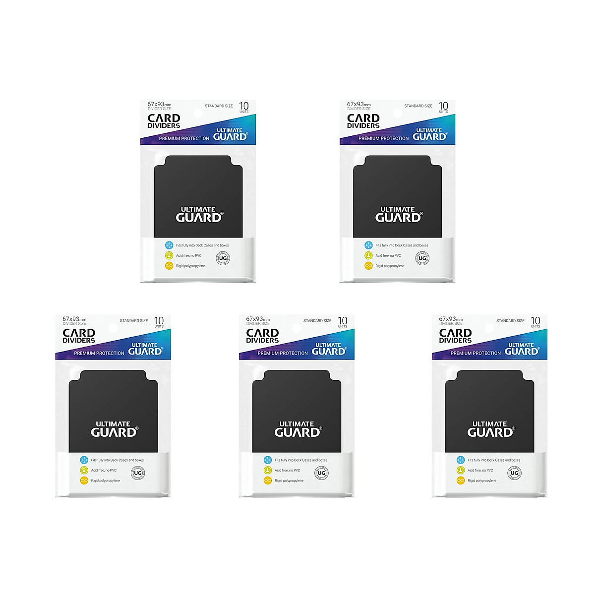 5 Packs Ultimate Guard Black Card Dividers (10) Standard Size Value Bundle!