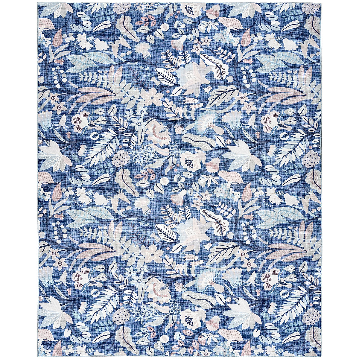 Nourison Washables Floral Navy Multicolor 5'2" x 7' Area -Rug, Easy -Cleaning, Non Shedding, Bed Room, Living Room, Dining Room, Kitchen (5x7)
