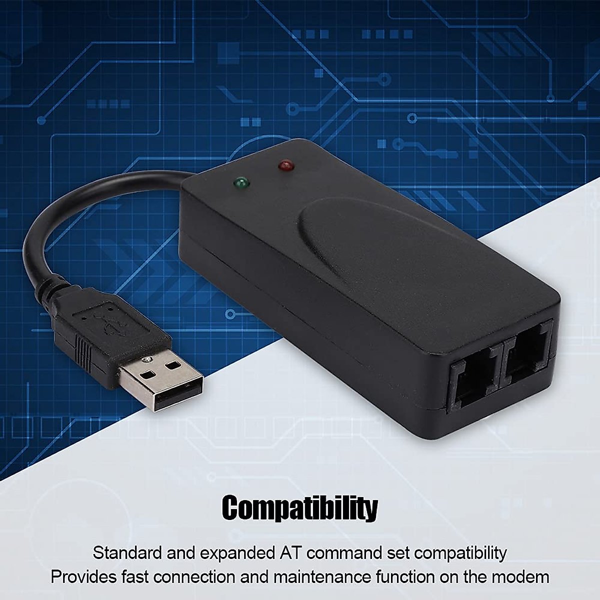 Fax Modem， Dual Port USB2.0 56K External Modem Driver， Plug and Play USB Modem， for Win 7/Win 8/Win 10/Win XP