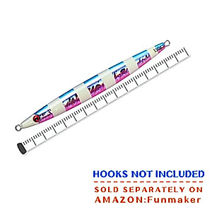 Funmaker Fishing Saltwater jigs Speed Jigging Slow Jigging Pitching Lures Vertical Jigging Artificial Lures Jigging Lure Fishing jigs Vertical Jigs Saltwater Artificial Bait (Blue- Luminous,400g)