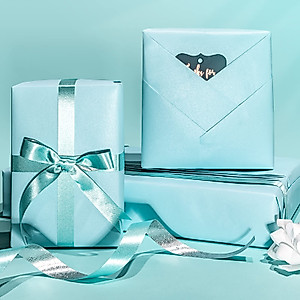 RUSPEPA Light Sky Blue Gift Wrapping Paper - 81.5 Sq Ft-Solid Color Pearly-Shiny Silk Paper Perfect for Wedding, Birthday, Christmas, Baby Shower, Bridal Shower, Easter -30Inch X 32.8Feet