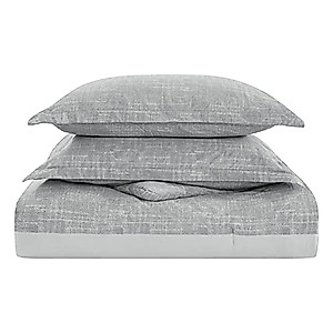 Poppy & Fritz | Stripe Collection| Duvet Cover Set- 100% Cotton Ultra Soft, All Season Bedding, Pre-Washed for Added Softness, Twin, Grey