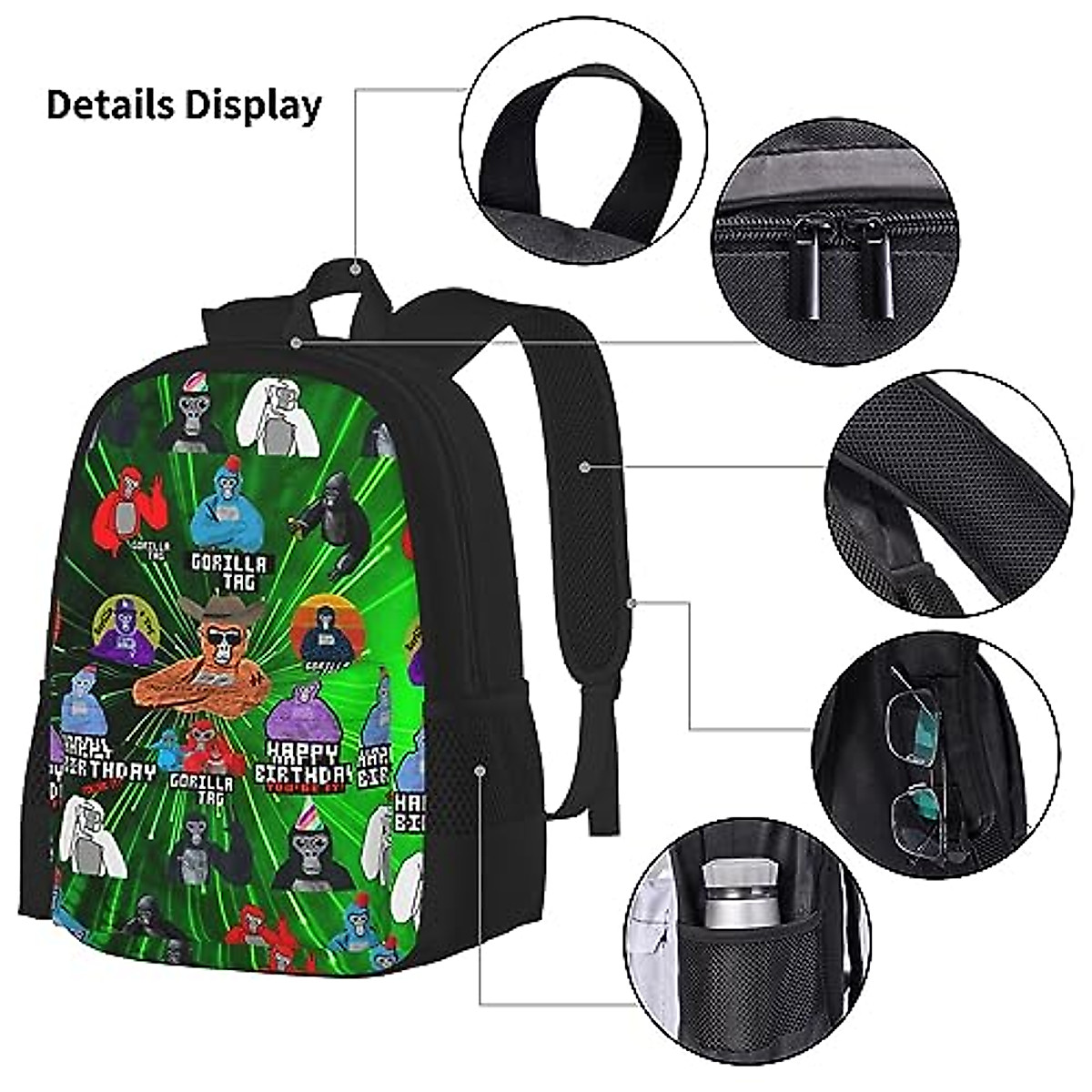 Moare Gorilla Tag Backpacks Set with Backpacks Lunch Bag Pencil Case Pencil Bag