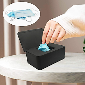 Wipes Dispenser, Baby Wipe Holder with Lids, Keeps Wipes Fresh, Refillable Wipes Container with Sealing Design, Bathroom Wipes Pouch Case (Black)