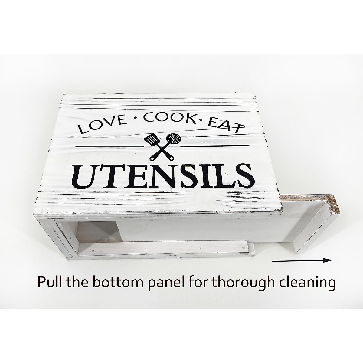 GIFTAYA Wood Utensil Holder for Kitchen Countertop | Farmhouse Kitchen Decor for Flatware | Utensil Caddy with 2 Compartments | Rustic Utensil Organizer for Kitchen (2 Compartments)