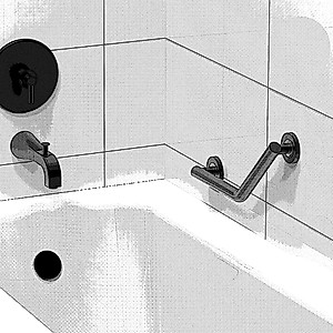 AmeriLuck 1-1/4 x 16 Stainless Steel Angled Grab Bar with Anti-Slip Peened Grip for Bathtubs, Shower & Toilet, ADA Compliant, Stud Mount 500lbs Support, Brushed Nickel