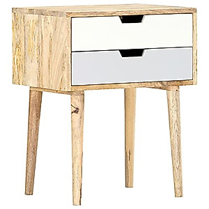 Side Table with Drawers, Furniture Small Space, Modern nightstand end Table, Bedside Cabinet 18.5"x13.8"x23.2" Solid Mango Wood Suitable for Living Room, Bedroom Bedside.