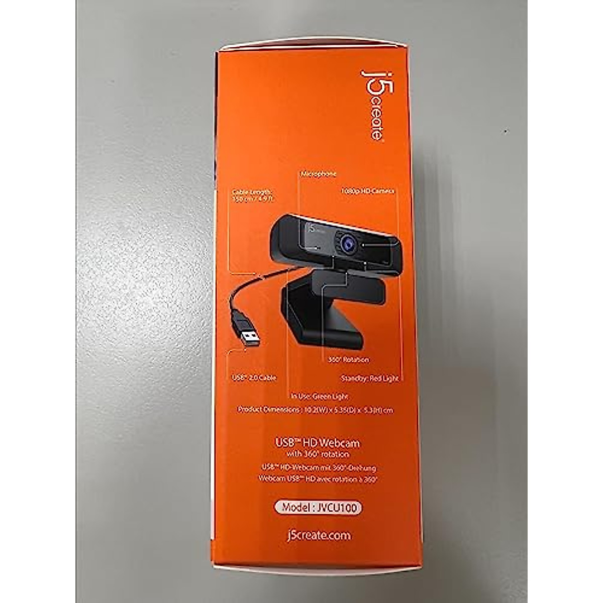 j5create USB Streaming Webcam - 1080P HD with 360° Rotation, High Fidelity Microphone, Plug and Play for PC/Mac/Laptop/Desktop/Skype/YouTube/Zoom/Facetime, Suitable for Conferencing/Calling (JVCU100)