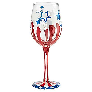Enesco Designs by Lolita Land of The Free Artisan Wine Glass, 1 Count (Pack of 1), Multicolor