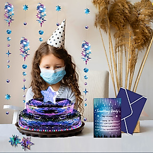 12 Set Romantic Aurora Shoting Star Party Invitation Card with Envenopes Galaxy Stickers for Universe Twinkle Litter Star Starry Night Birthday Bday Anniversary Baby Shower Party Supples