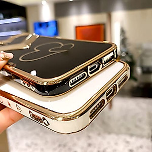 BANAILOA Sparkle iPhone 11 Cute Case,Luxury Plating 3D Love Hearts Case Camera Cover Protective Soft TPU Girly Black Gold Case Designed for iPhone 11-6.1 inch (Black)