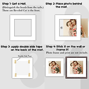 Golden State Art, Pack of 10, 12x12 White Picture Mats Mattes with White Core Bevel Cut for 8x8 Photo
