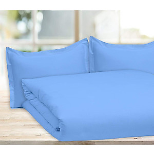 RUVANTI Sky Blue Duvet Cover King Size - Soft Egyptian Cotton Duvet Cover Set 3 Pieces with Button Closure, 1 Duvet Cover 106x96 inches and 2 Pillow Shams (No Comforter)