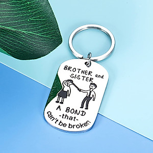 Funny Sister And Brother Keychain Birthday Gift for Sister From Brother Graduation Gift for Brother In Law Gifts From Sister In Law for Little Sister From Big Brother To Little Brother From Big Sister