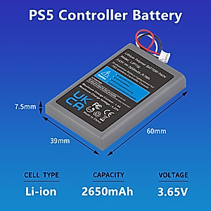 Hisewen PS5 Controller Battery, 2650mAh LIP1708 Replacement Battery for Sony PlayStation 5 PS5 DualSense CFI-ZCT1W Wireless Controller