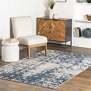 nuLOOM Deedra Modern Abstract Area Rug - 8x10 Area Rug Modern/Contemporary Blue/Ivory Rugs for Living Room Bedroom Dining Room Kitchen