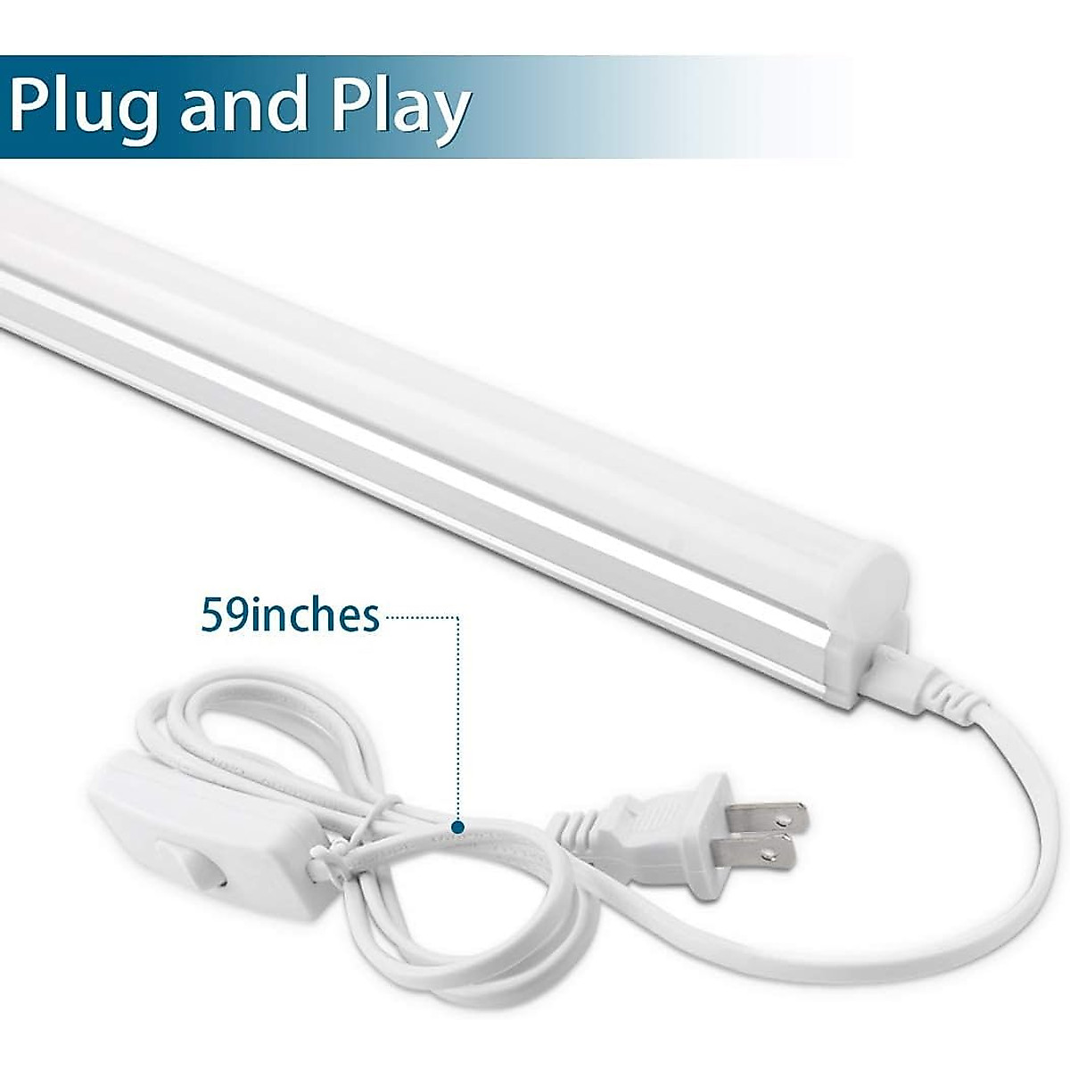 Barrina LED T5 Integrated Single Fixture, 4FT, 2200lm, 6500K (Super Bright White), 20W, Utility Shop Light, Ceiling and Under Cabinet Light, garage Light with Built-in ON/Off Switch