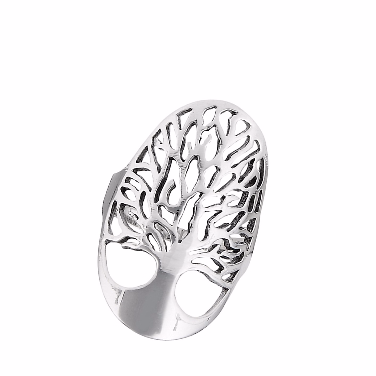 High Polish Filigree Tree of Life Wide Ring .925 Sterling Silver Band Size 10