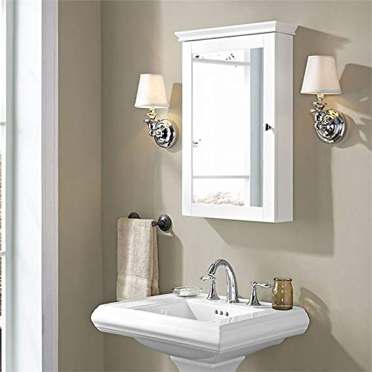 Pemberly Row Mirror Medicine Cabinet in White