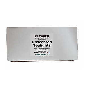 50 Soy Tealights by Soyworx Unscented All Natural Color White Tea Light