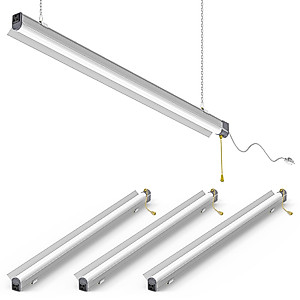 BBESTLED 4 Pack, 60W Linkable Shop Lights for Garage LED Super Bright, Equivalent 360W HPS Daylight 5000K 7800 Lumen, Warehouse Office Workshop, Commercial Light Fixtures Ceiling Hanging